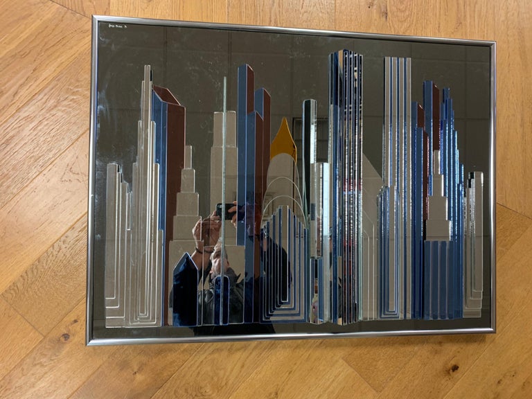 Signed Mirrored Mosaic Cityscape NYC Skyline Sculpture Mirror George ...