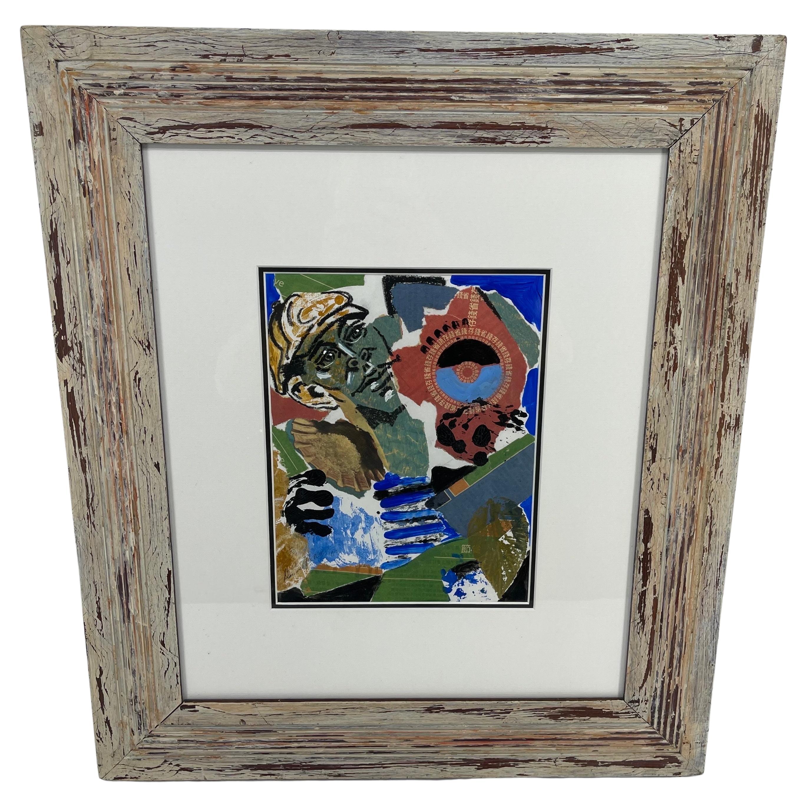 Signed Mixed Medium Collage African-American Asian Artwork on Paper For ...