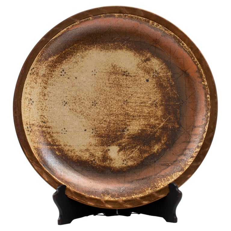 Signed Modern Studio Art Pottery Charger For Sale at 1stDibs