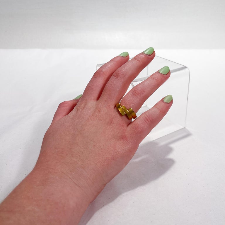 Signed Modernist 18 Karat Gold Ring For Sale at 1stDibs