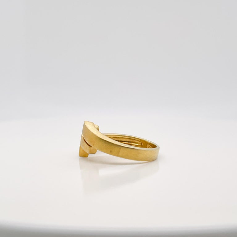 Signed Modernist 18 Karat Gold Ring For Sale at 1stDibs
