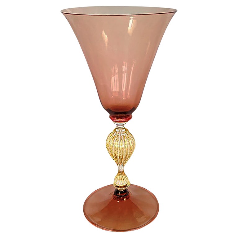 Signed MURANO Venetian Italian Vintage Hand Blown Glass Goblet - smoke ...