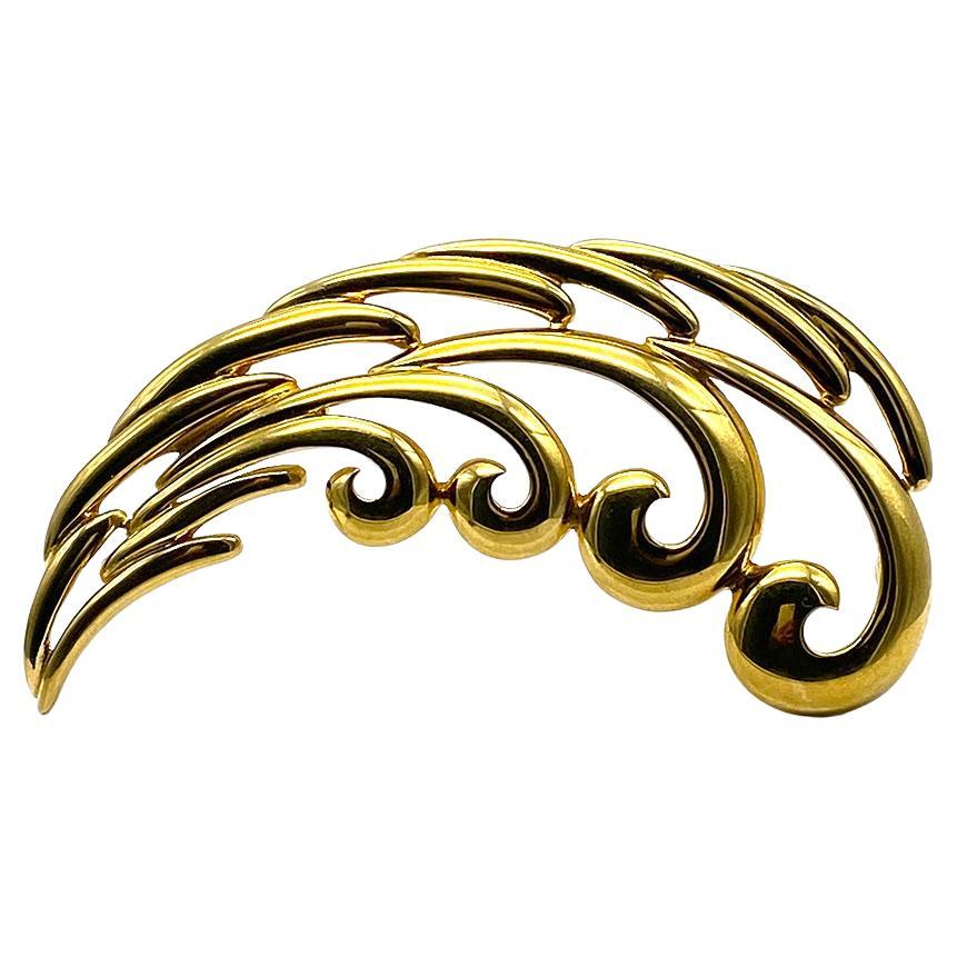 Signed Napier Gold-tone Metal Feather Brooch For Sale at 1stDibs