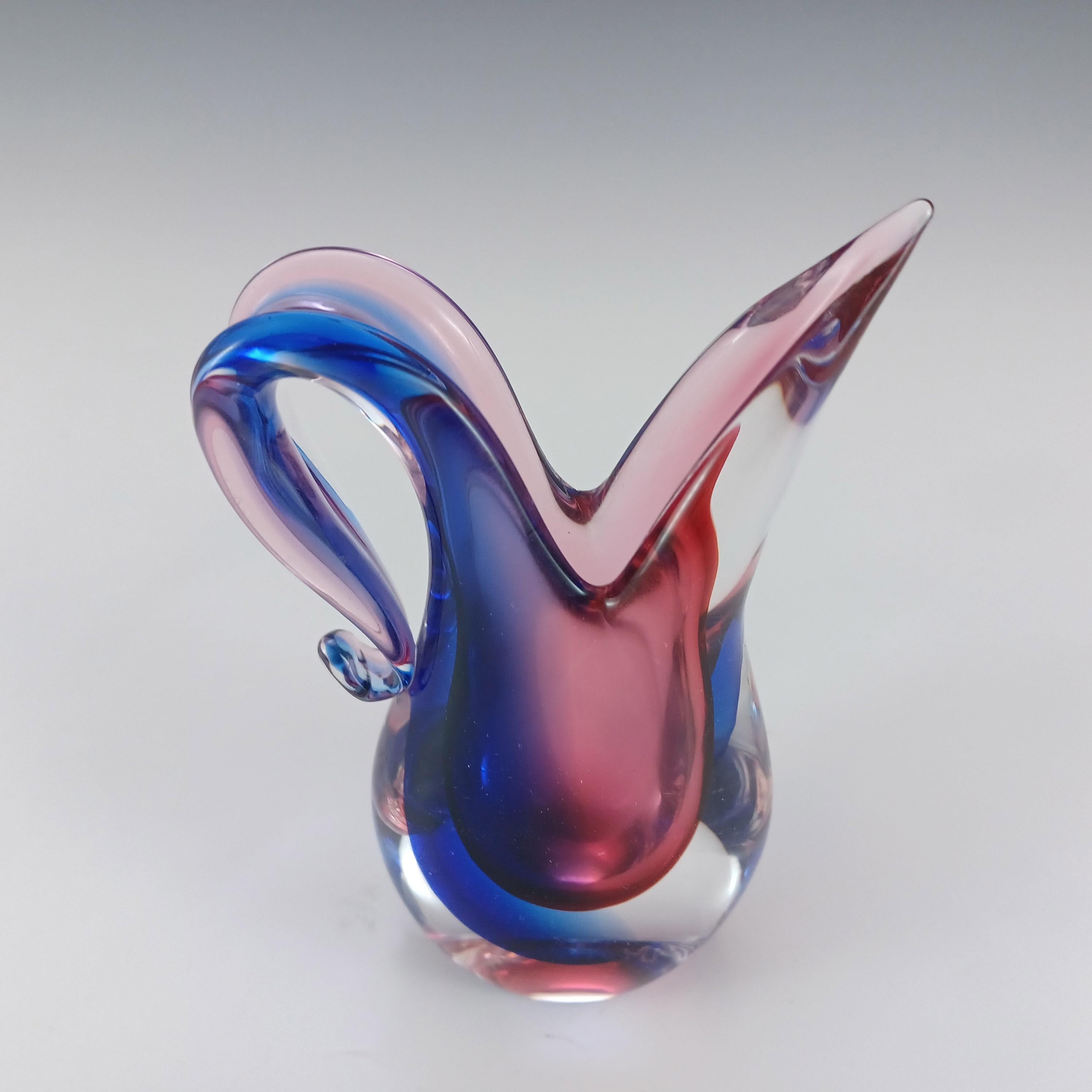 SIGNED Oball Murano Pink and Blue Sommerso Glass Vase For Sale at 1stDibs