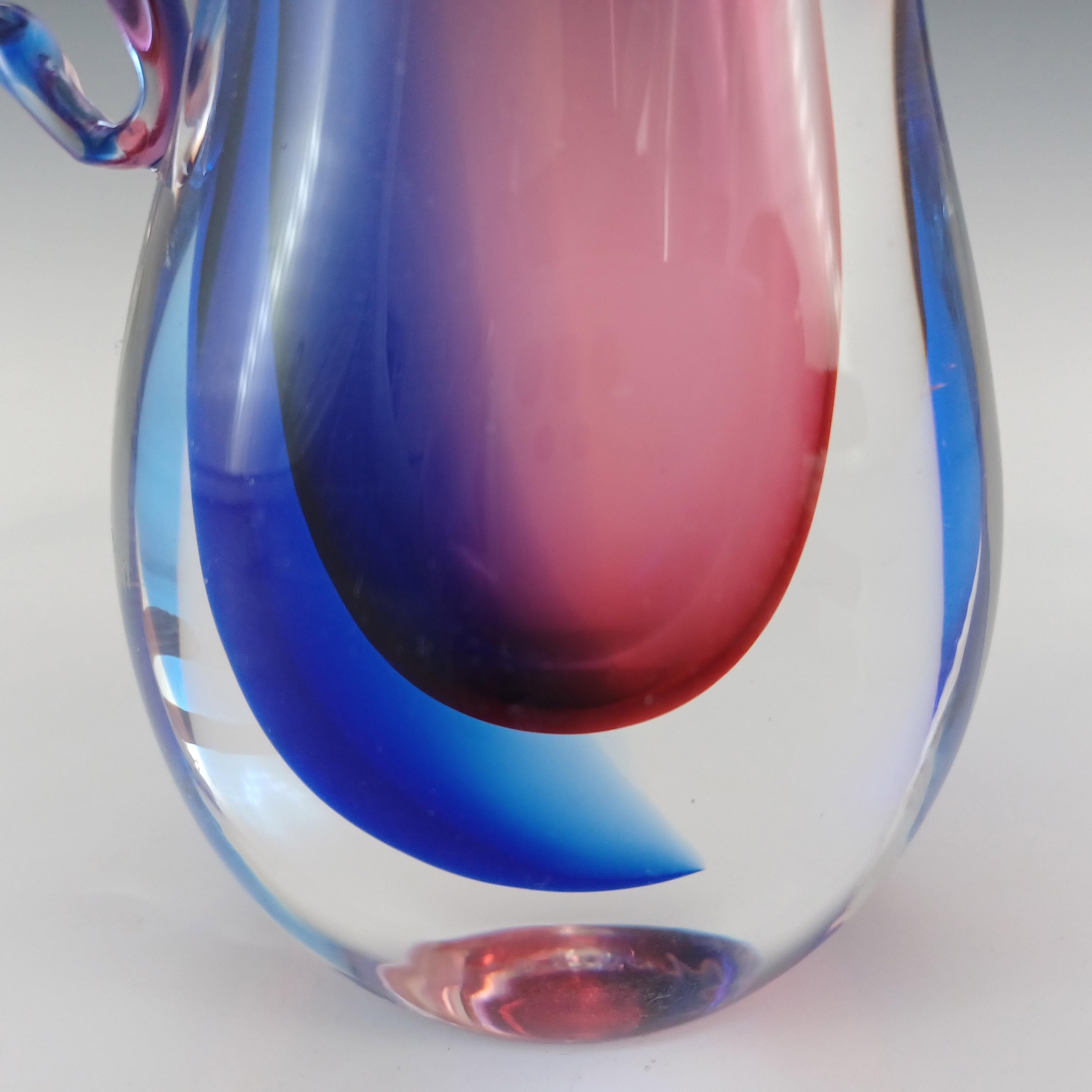 SIGNED Oball Murano Pink and Blue Sommerso Glass Vase For Sale at 1stDibs