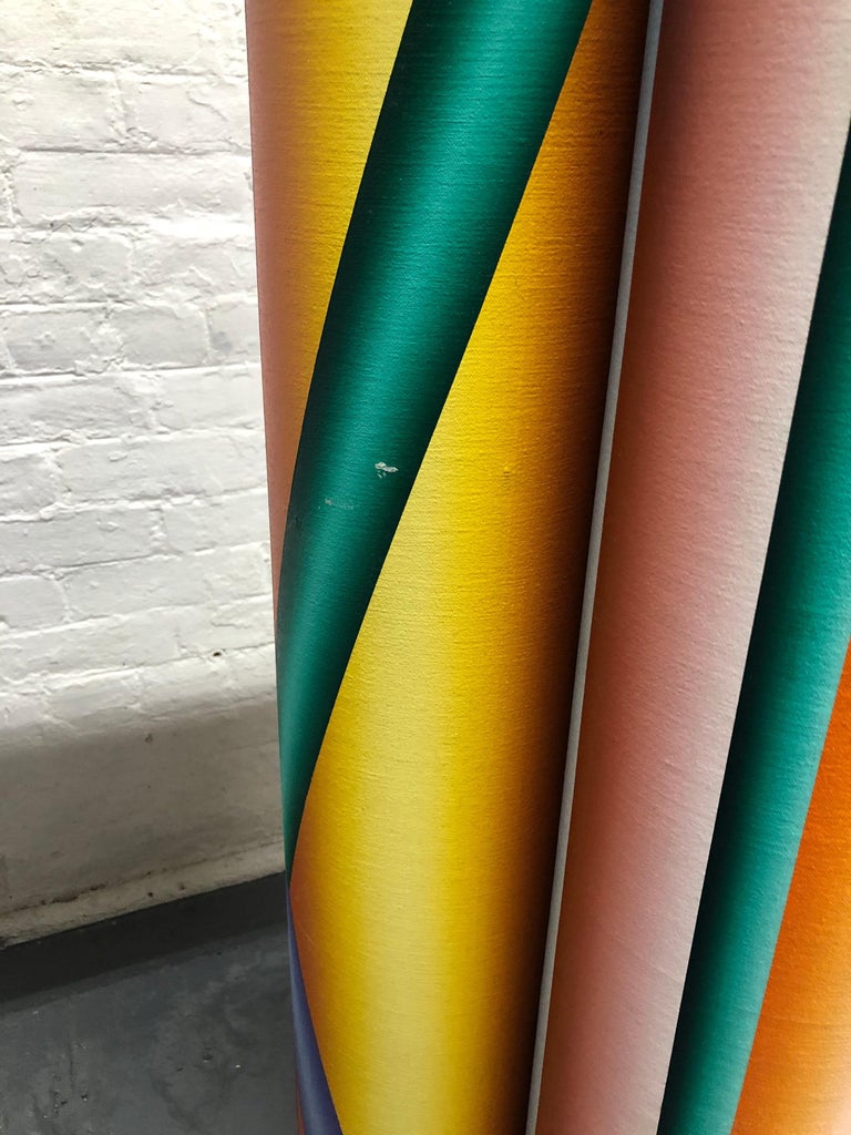 Signed Oil on Canvas Freestanding Cylindrical Artwork For Sale at 1stDibs