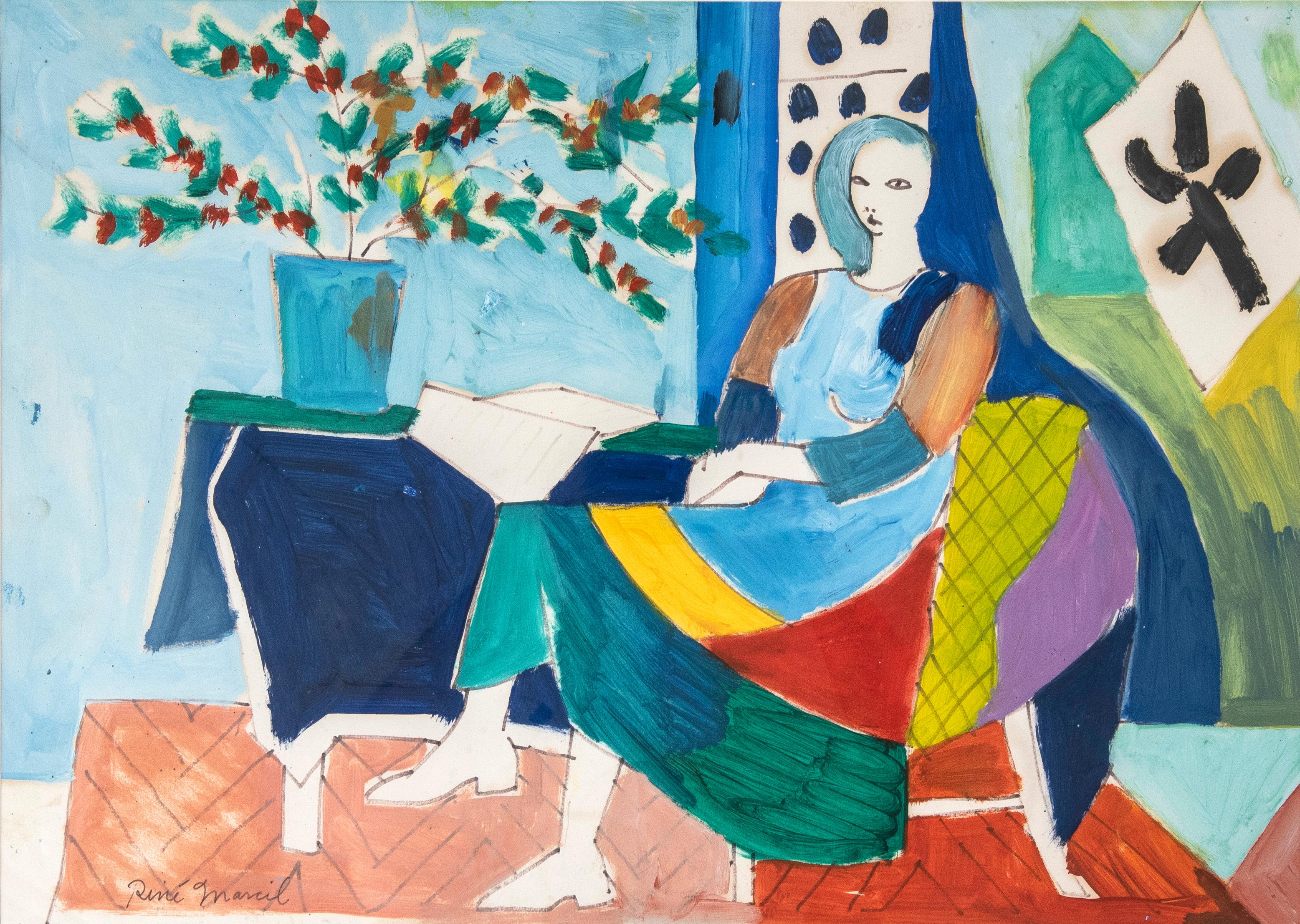 Signed Oil on Paper by Canadian Artist Rene Marcil, circa 1980 at ...