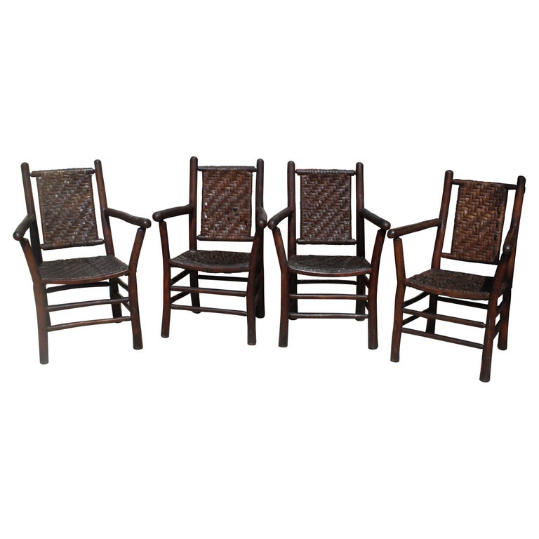 Signed Old Hickory Arm Chairs, Set of Four at 1stDibs