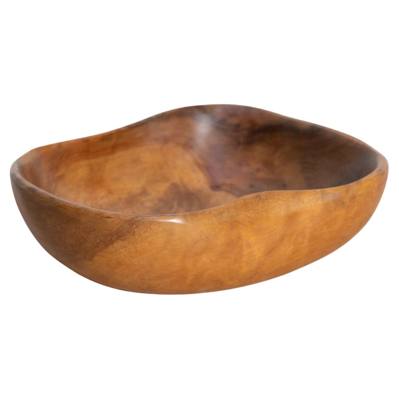 Signed Olive Wood Fine Bowl, circa 1950 For Sale at 1stDibs