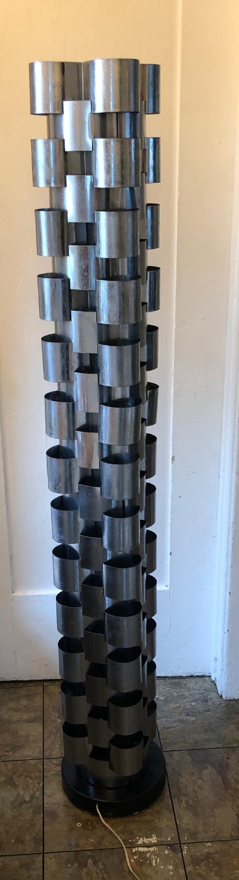 Signed Original Curtis Jere Skyscraper / Chrome Clover Leaf Floor Lamp ...