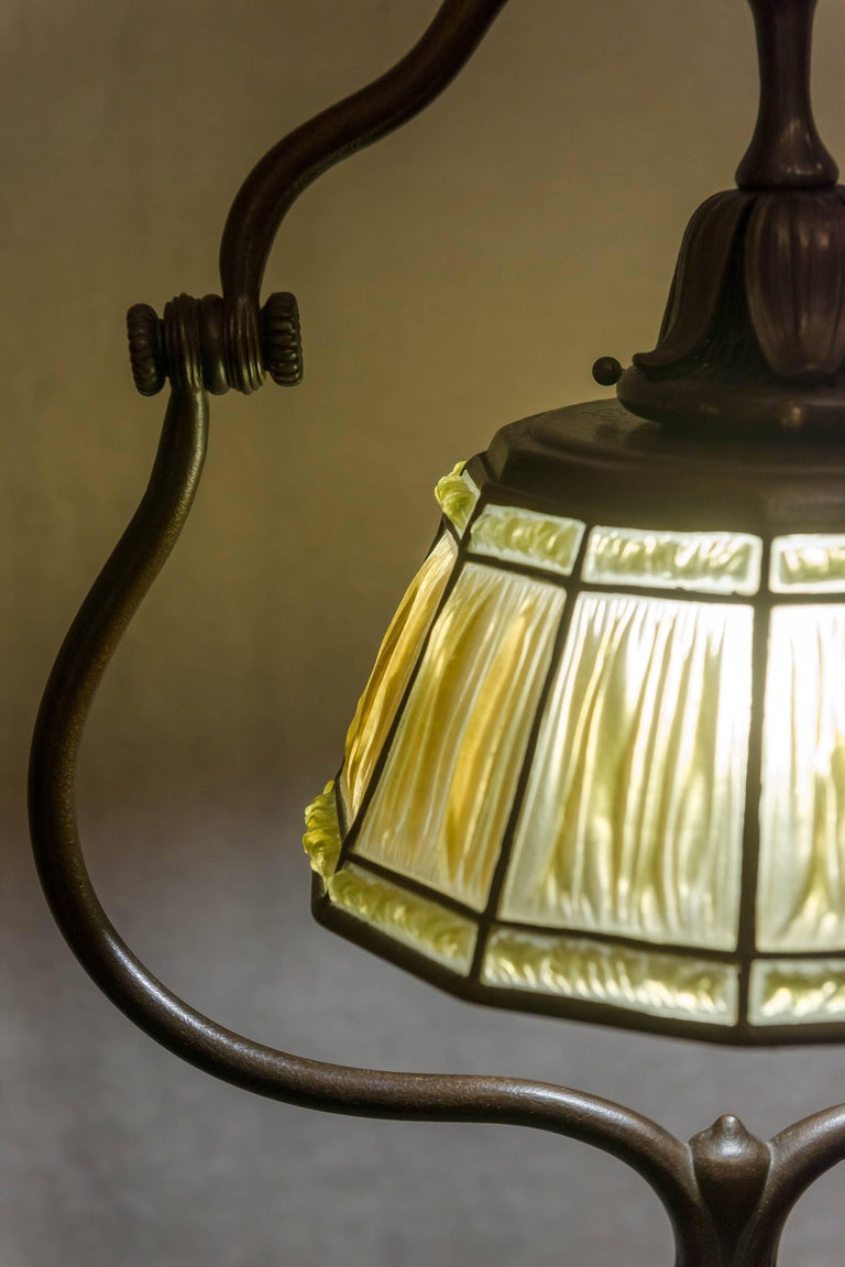 Signed Original Tiffany Studios Harp Style Floor Lamp with Linenfold ...