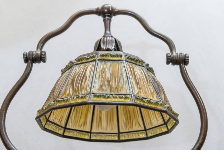 Signed Original Tiffany Studios Harp Style Floor Lamp with Linenfold ...