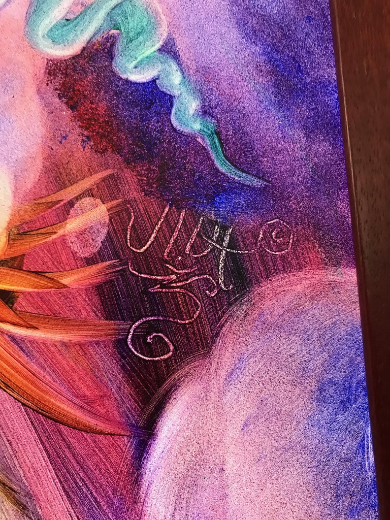 Signed Original Ulla Darni Illuminating Flat Glass Painting at 1stDibs