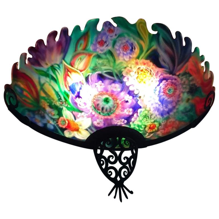 Signed Original Ulla Darni Illuminating Flat Glass Painting "Han and ...