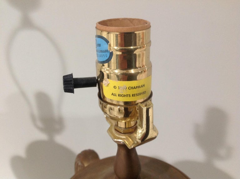 Signed Pair Frederick Cooper Urn Form Lamps in Brass and Lucite For ...