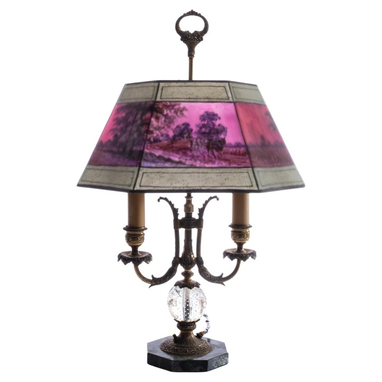 Signed Pairpoint Early 20th Reverse Painted Table Lamp For Sale at 1stDibs