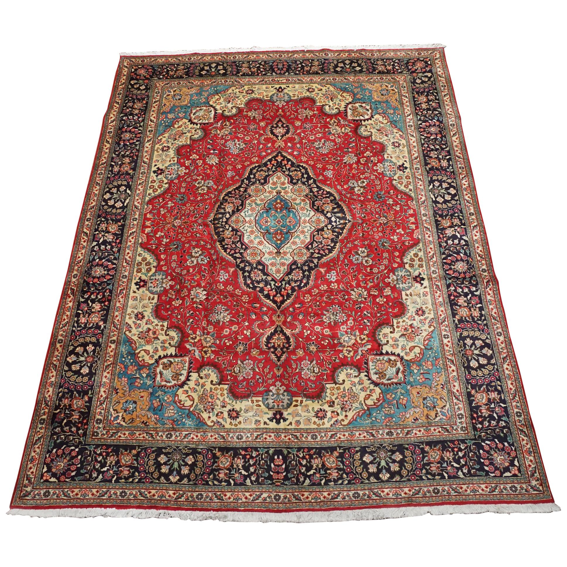 Signed Persian Tabriz Rug, circa 1940 For Sale at 1stDibs