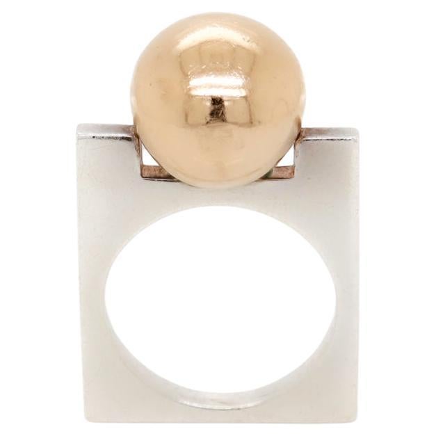 Signed Pierre Cardin Mid-Century Modern Sterling Silver and 14k Gold ...