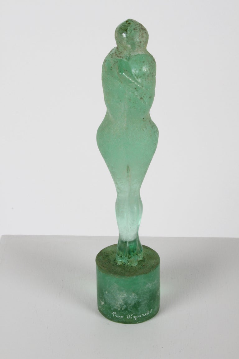 Signed Pino Signoretto "Lovers" Sculpture Italian Glass Artist Scavo ...