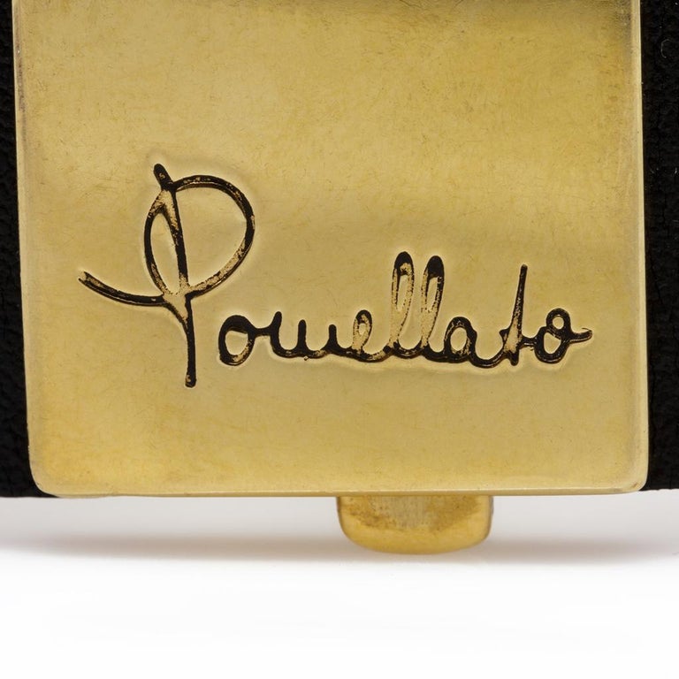 Signed Pomellato Leather Cuff Bracelet with Heavy 18 Karat Gold Buckle ...
