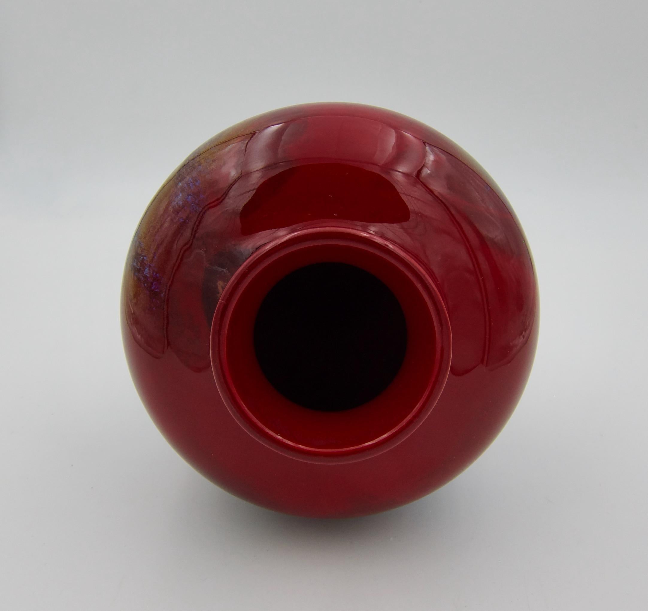 Signed Red Sung Ware Art Deco Flambe Vase from Royal Doulton For Sale ...