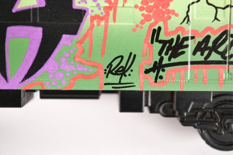 Signed Rek Graffiti Art Train Car Wall Sculpture For Sale at 1stDibs