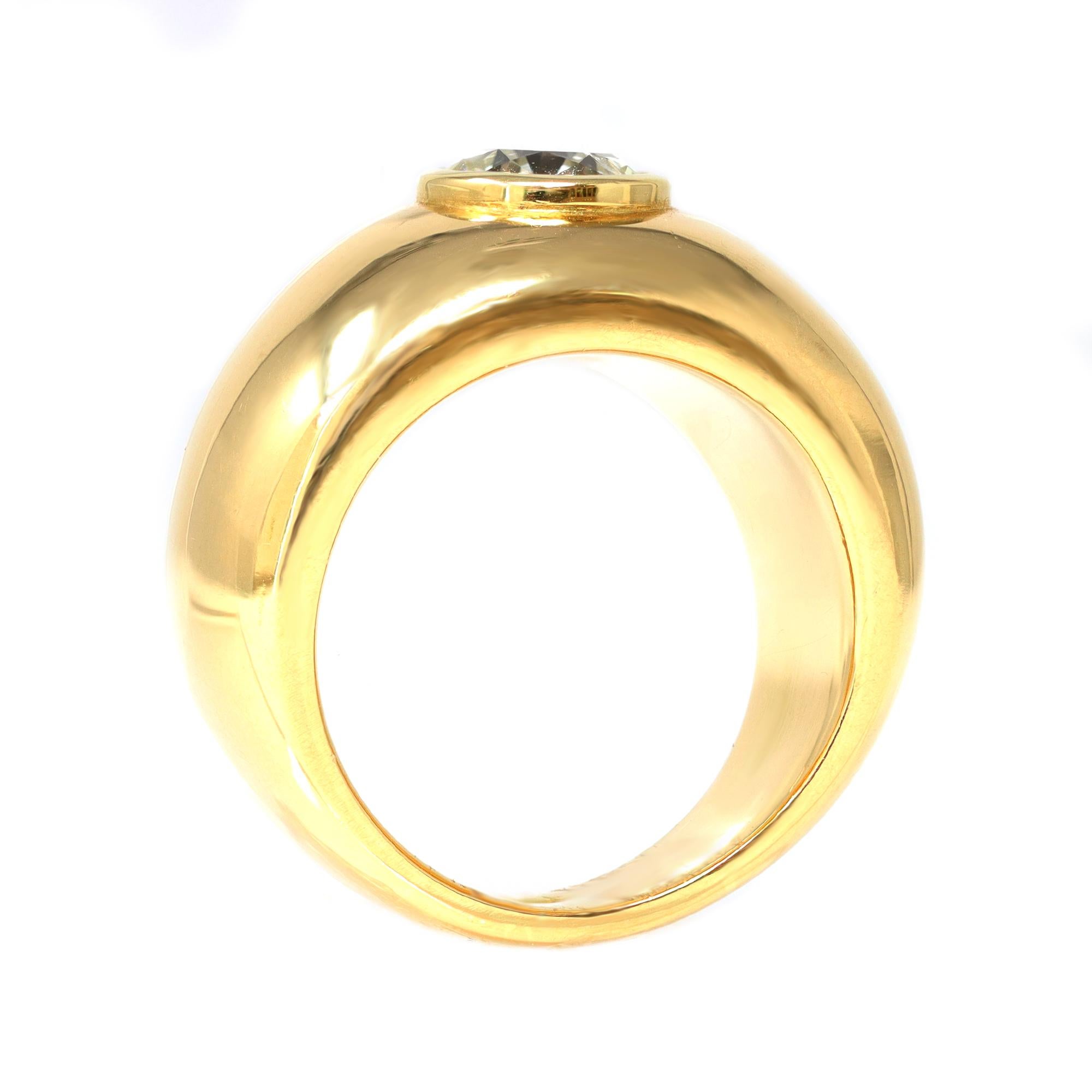 Signed Rosaria Varra 18k Yellow Gold Gipsy Diamond Ring For Sale at 1stDibs