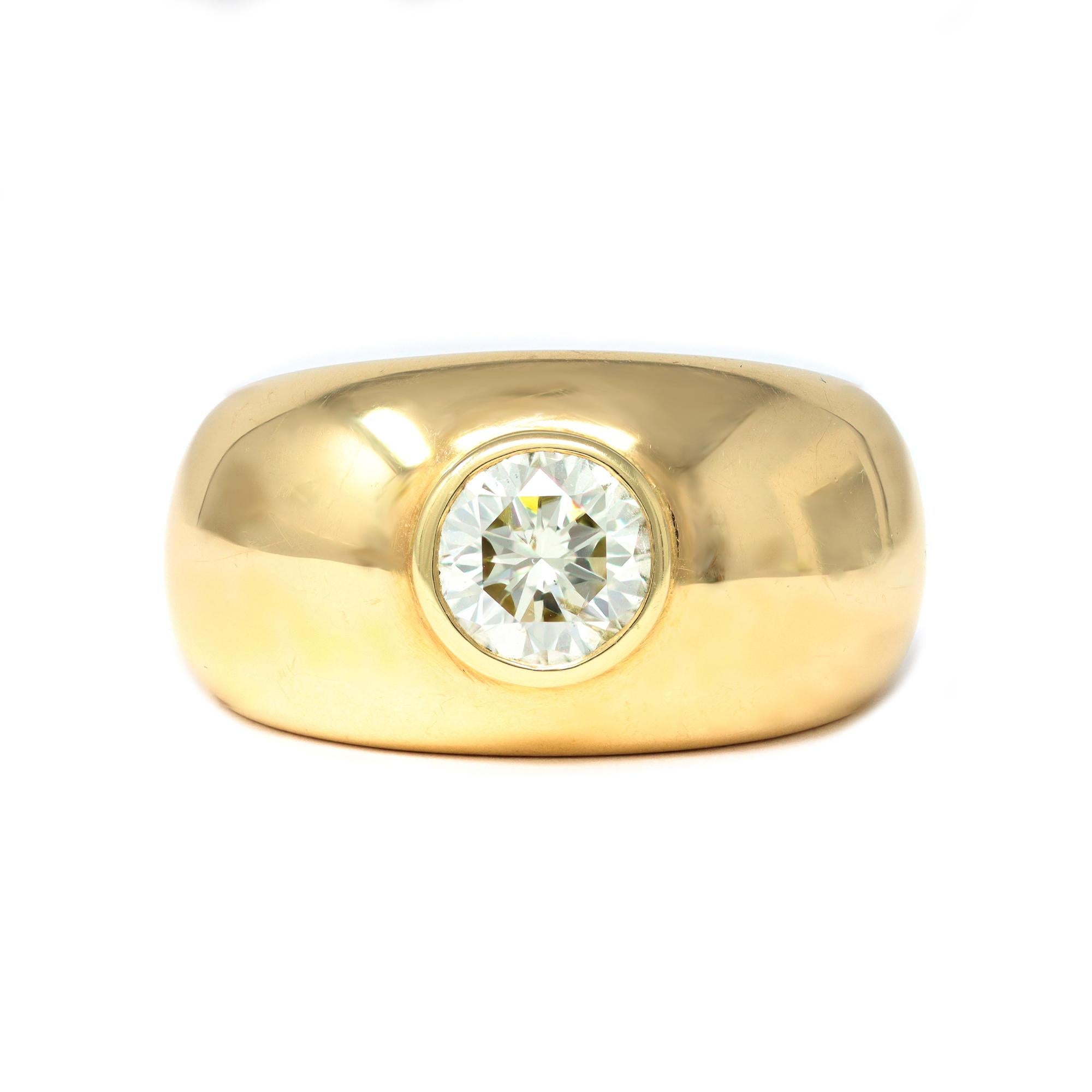 Signed Rosaria Varra 18k Yellow Gold Gipsy Diamond Ring For Sale at 1stDibs