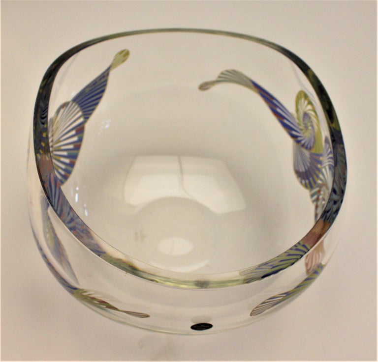 Signed Rosenthal Crystal Bowl with Enamel Decoration For Sale at 1stDibs