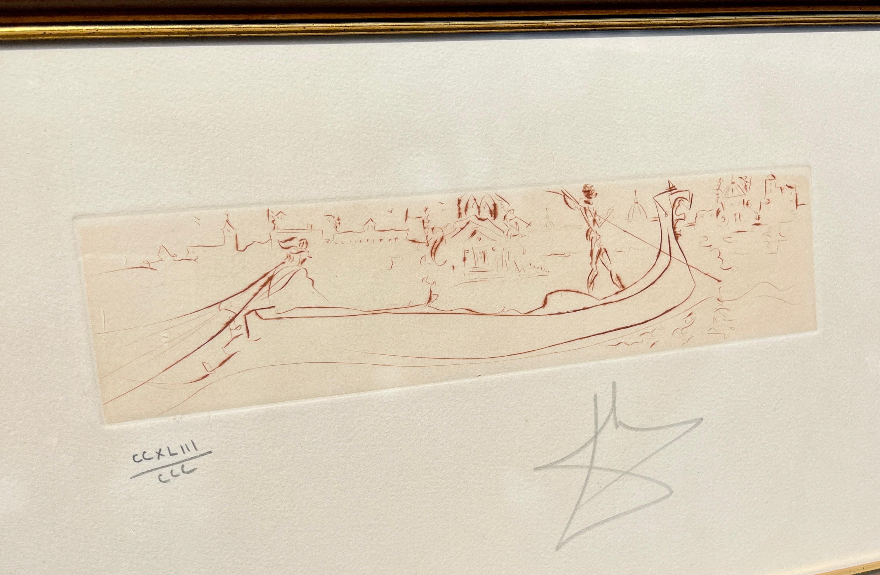 Signed Salvador Dali Etching Visions of Venice Framed, Italy, 1976 For ...
