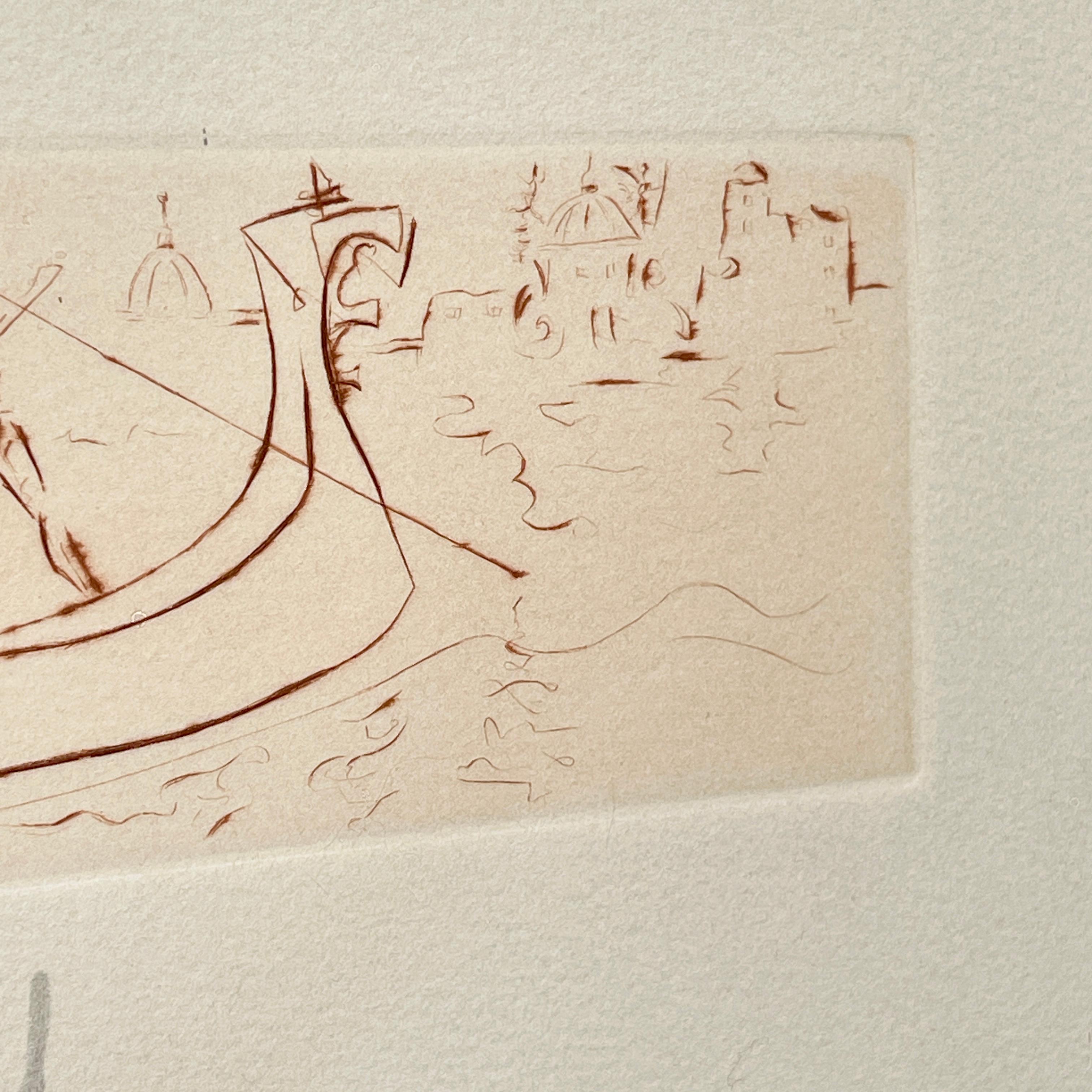 Signed Salvador Dali Etching Visions of Venice Framed, Italy, 1976 For ...