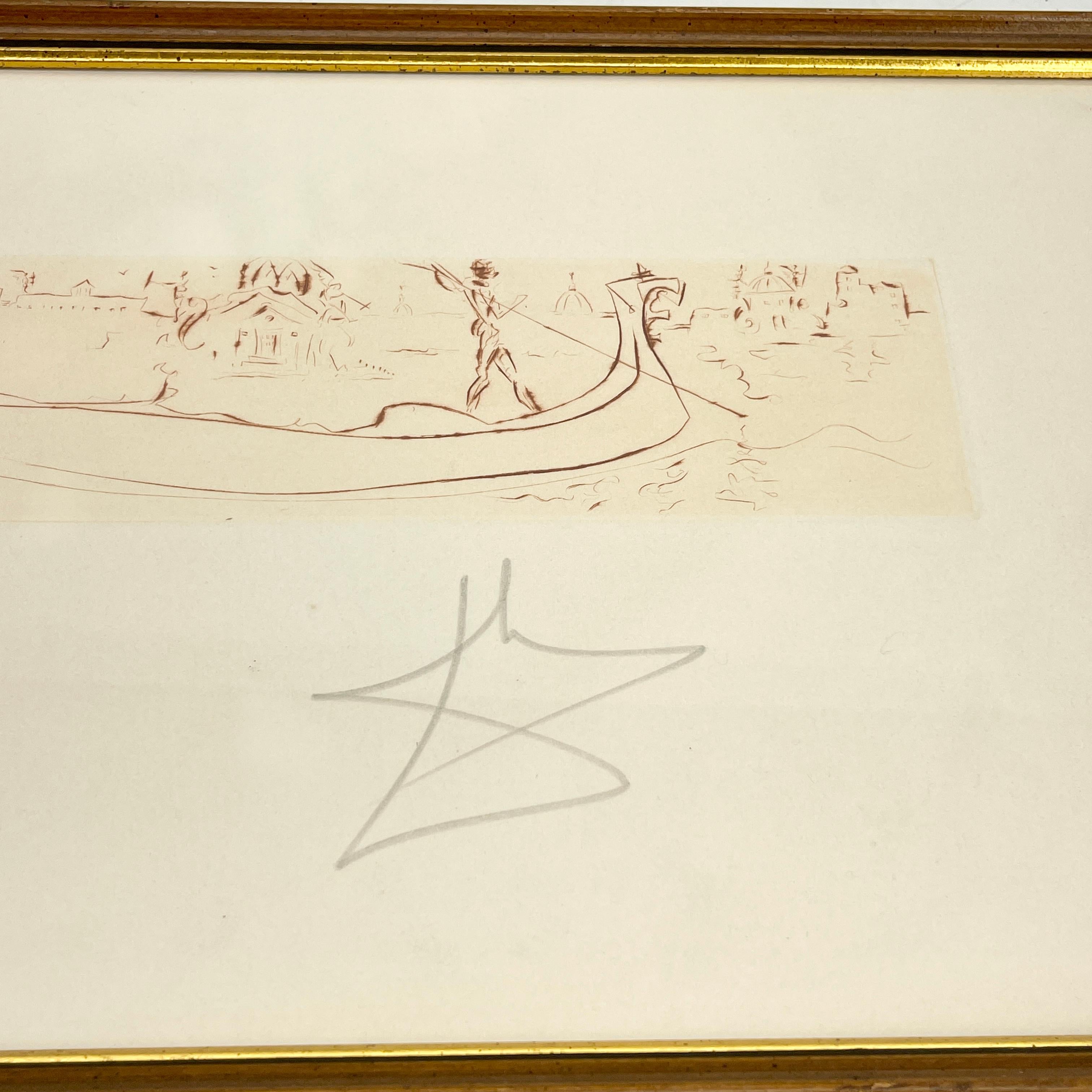 Signed Salvador Dali Etching Visions of Venice Framed, Italy, 1976 For ...