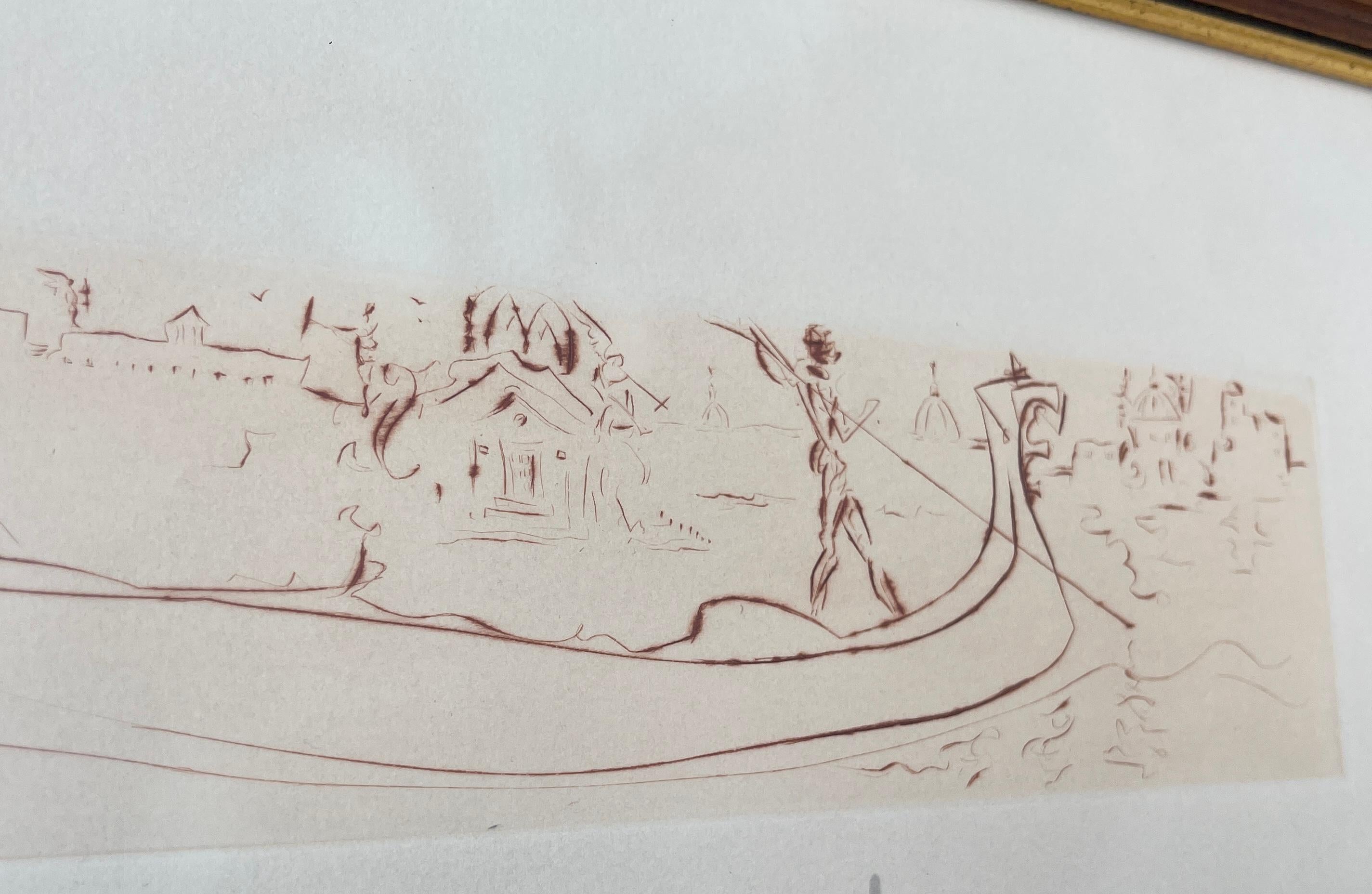 Signed Salvador Dali Etching Visions of Venice Framed, Italy, 1976 For ...