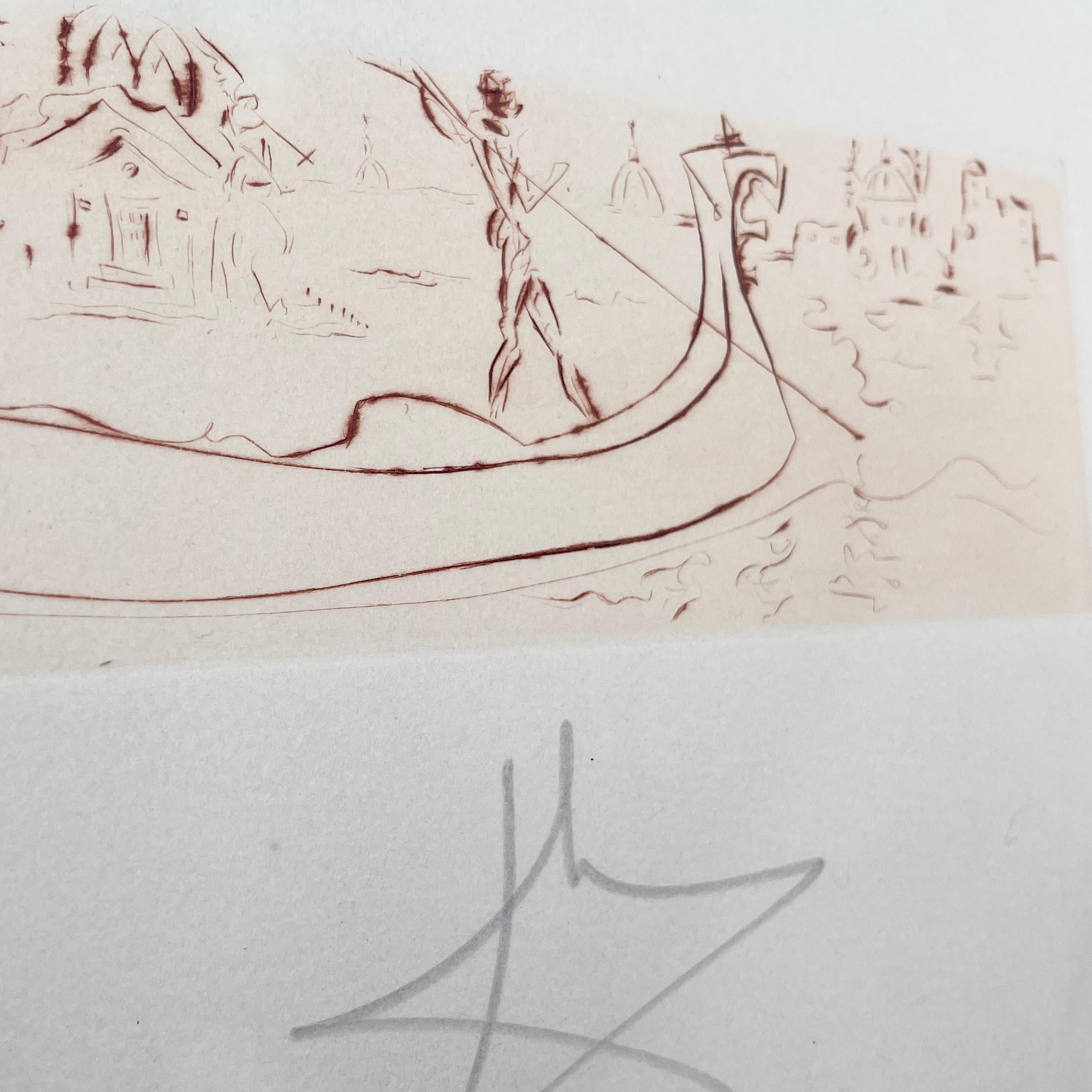 Signed Salvador Dali Etching Visions of Venice Framed, Italy, 1976 For ...