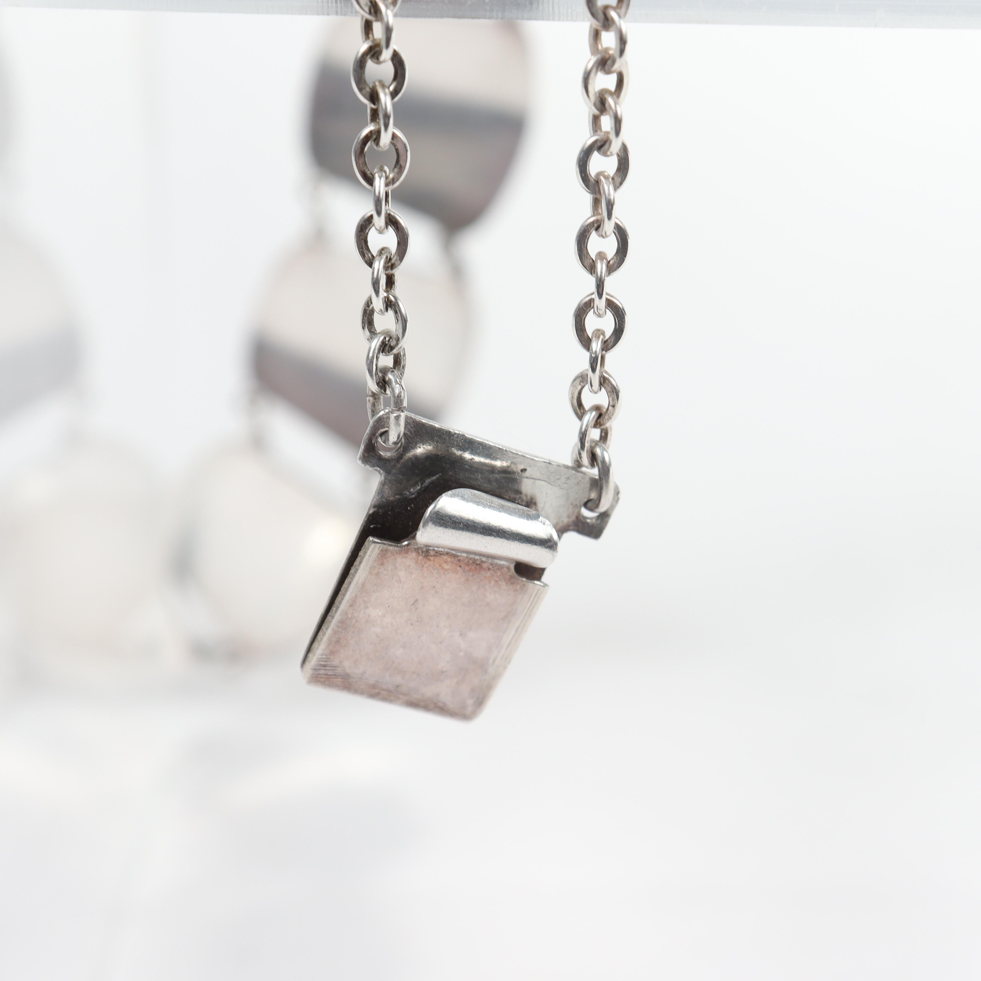 Signed Scandinavian Modern Sterling Silver and Enamel Necklace by Knut ...