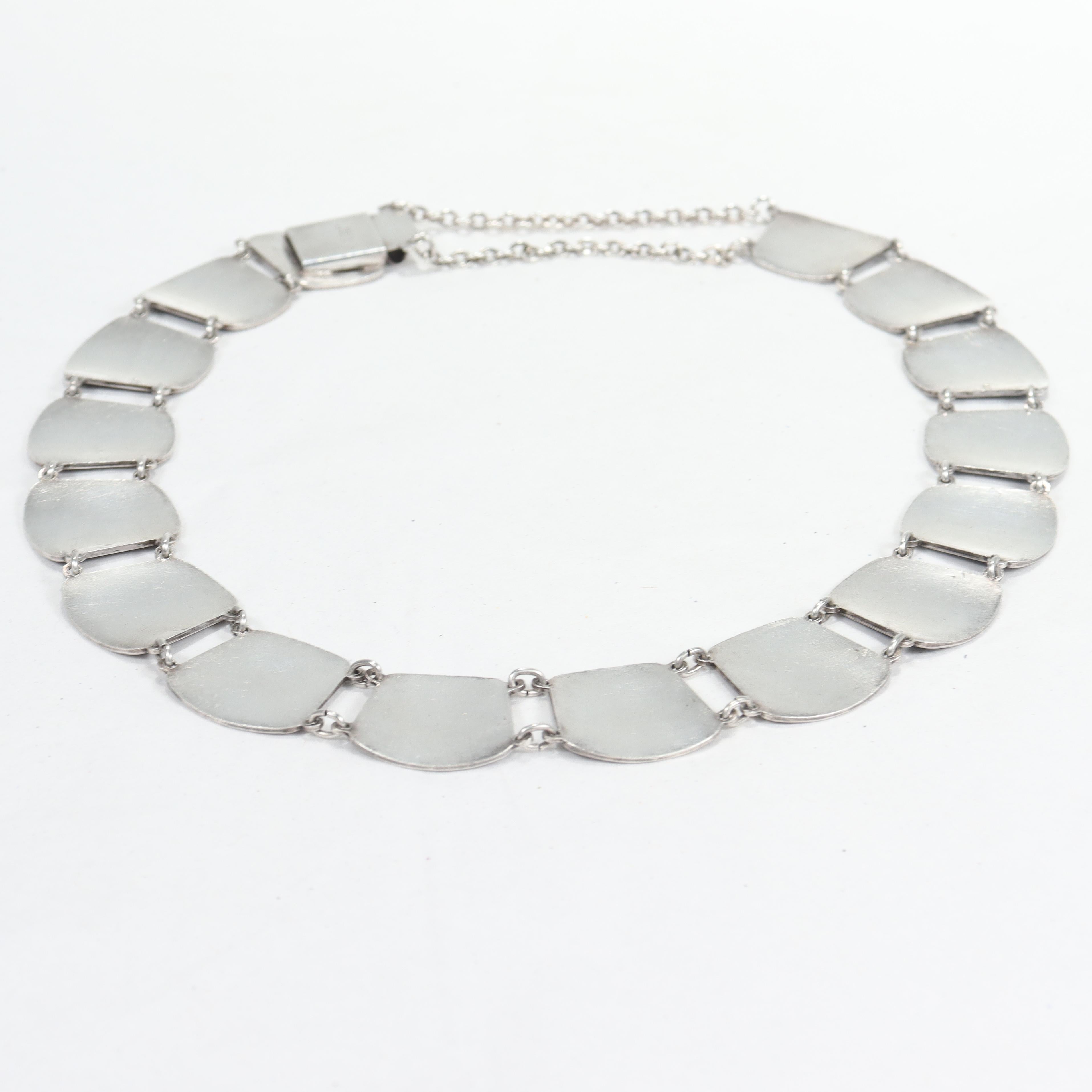 Signed Scandinavian Modern Sterling Silver and Enamel Necklace by Knut ...