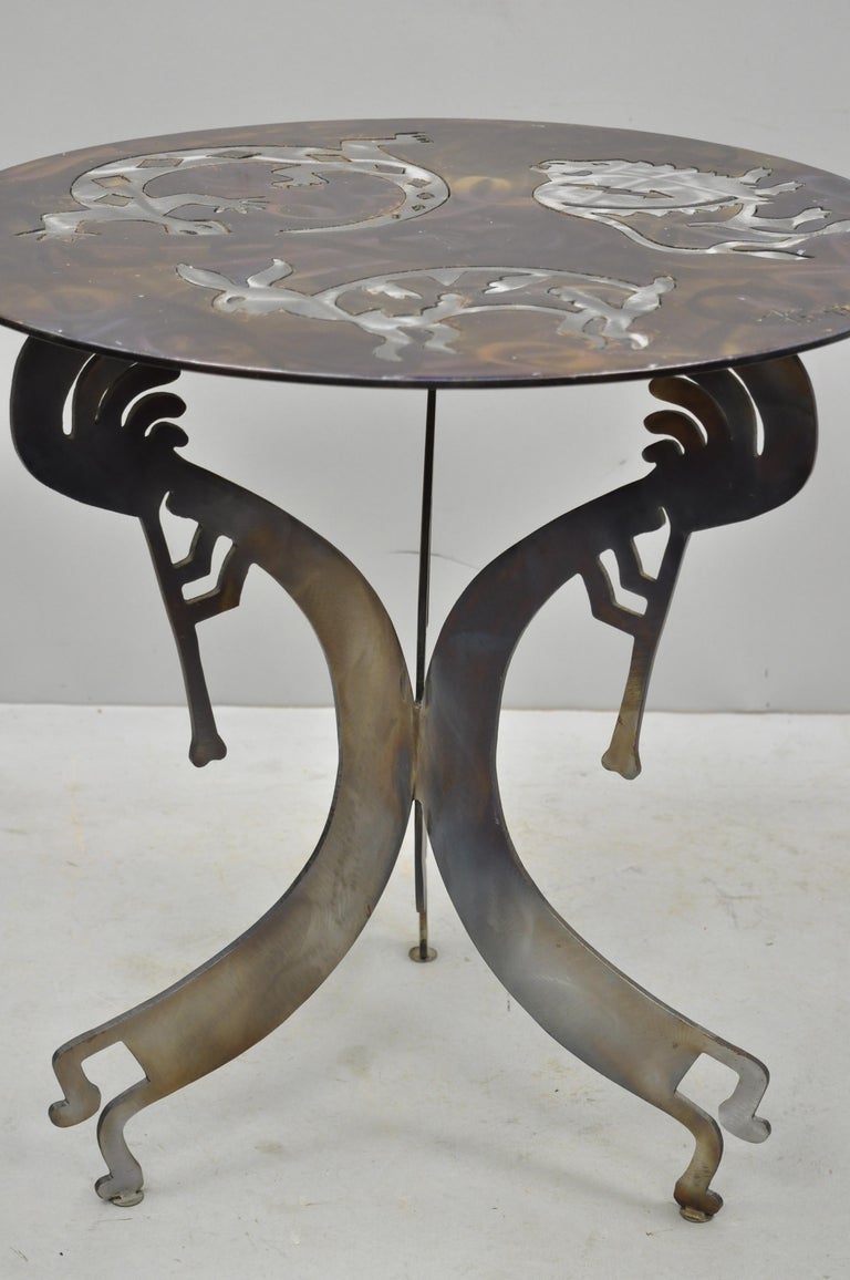 Signed Steel Metal Southwestern Kokopelli Bison Salamander Hare Round ...