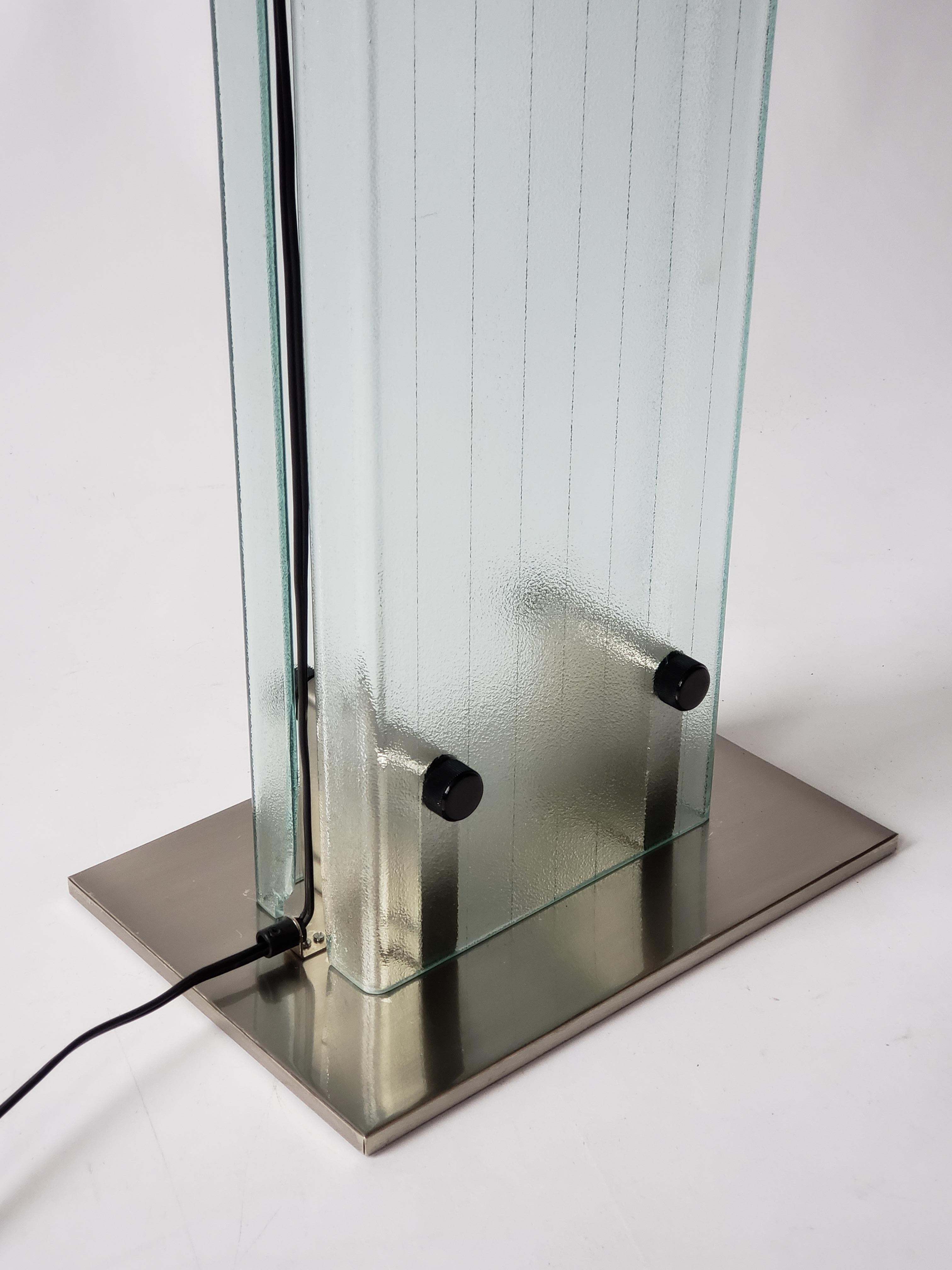 Signed Stilnovo Tall Halogen Glass Uplighter Floor Lamp, 1980, Italy ...