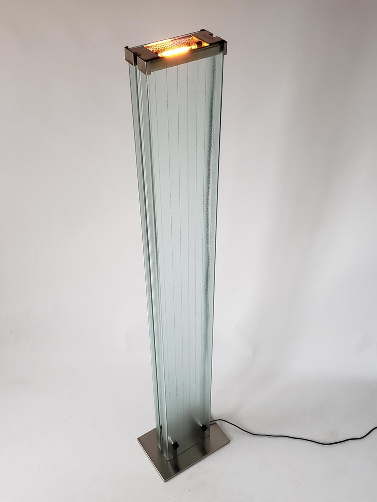 Signed Stilnovo Tall Halogen Glass Uplighter Floor Lamp, 1980, Italy ...