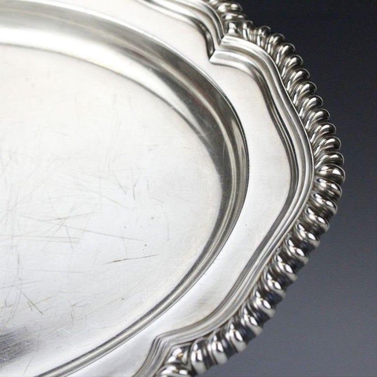 Signed Tiffany and Co Silver Soldered 14" Oval Gadroon For Sale at 1stDibs