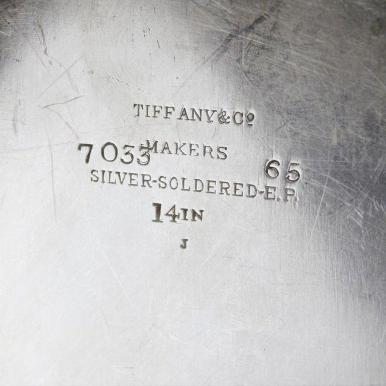 Signed Tiffany and Co Silver Soldered 14" Oval Gadroon For Sale at 1stDibs