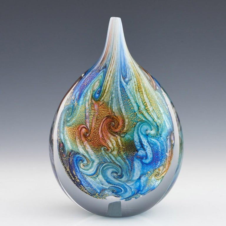 Signed Timothy Harris Isle of Wight Mosaic Gold Lollipop Vase, 2011 For ...