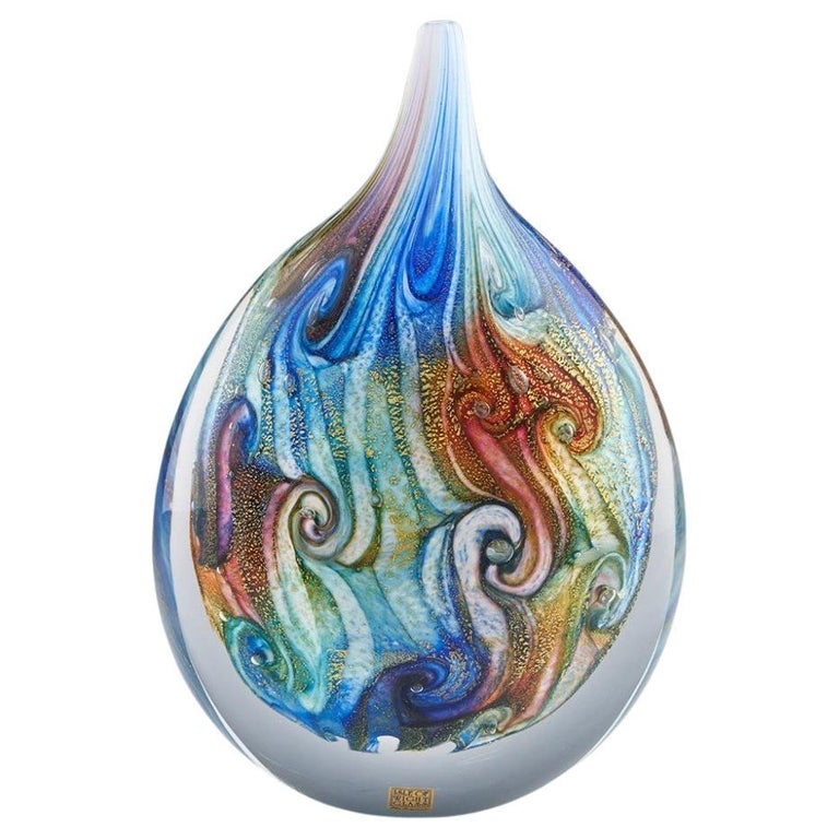 Signed Timothy Harris Isle of Wight Mosaic Gold Lollipop Vase, 2011 For ...