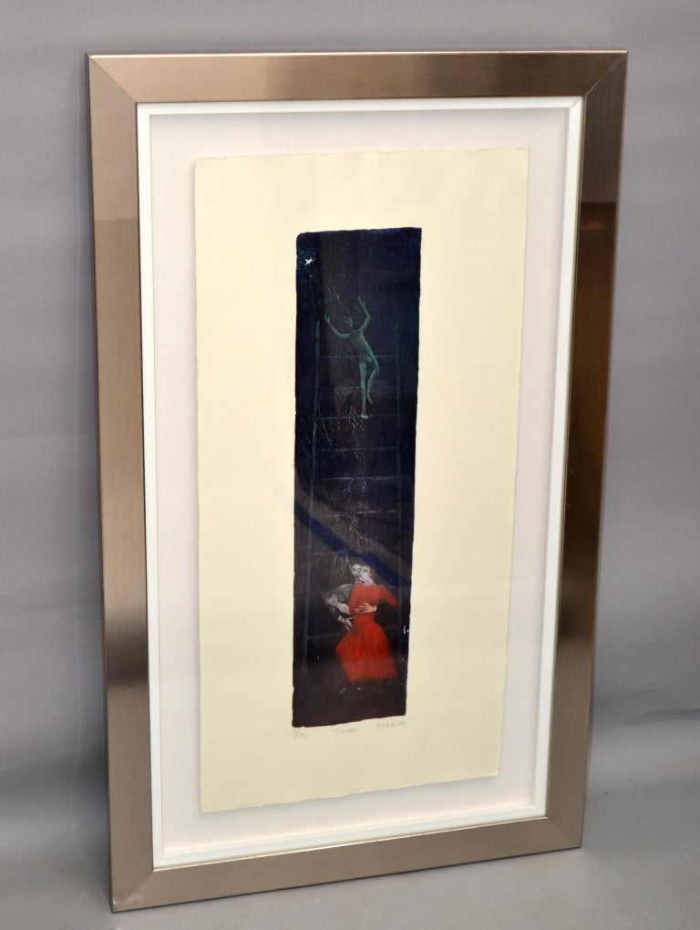 Signed Titled Tango Chrome Framed French Artist Signed Lithography ...