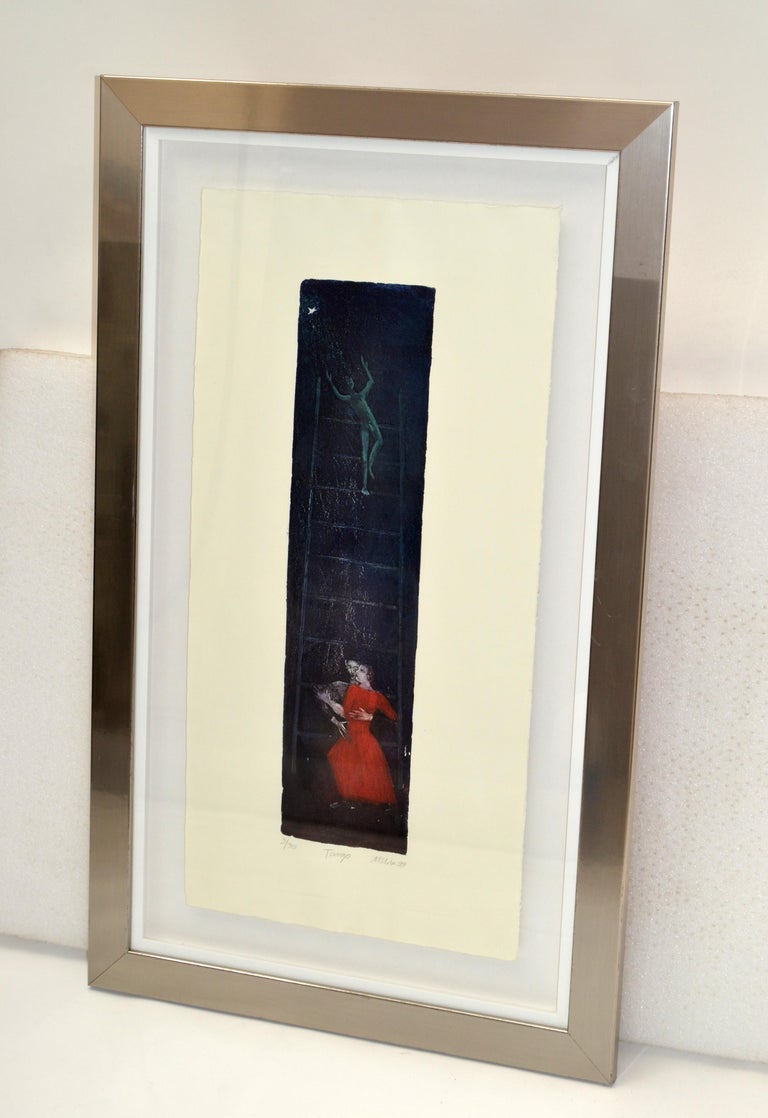 Signed Titled Tango Chrome Framed French Artist Signed Lithography ...