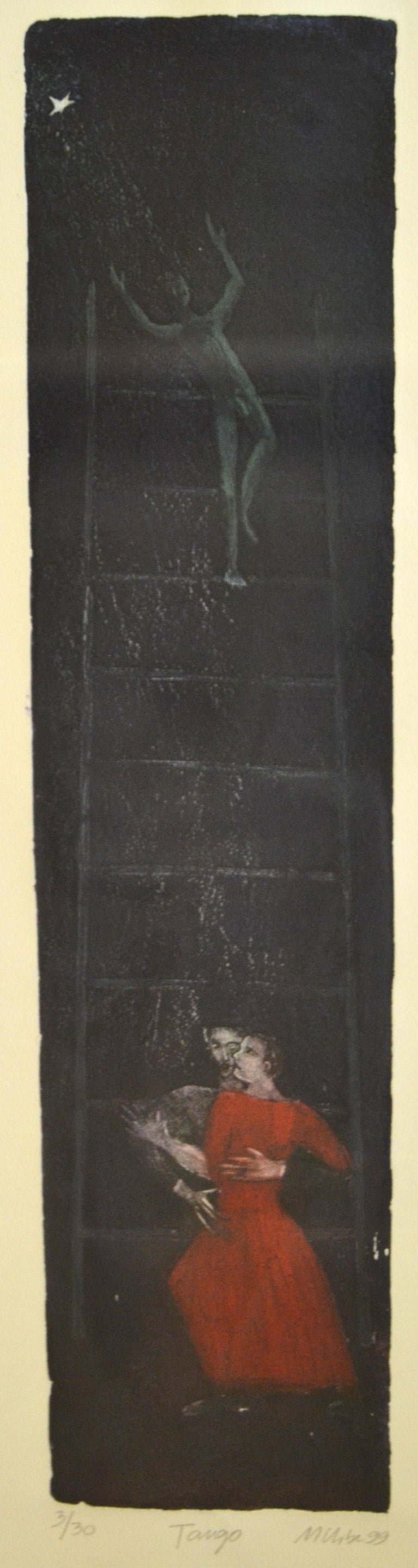 Signed Titled Tango Chrome Framed French Artist Signed Lithography ...