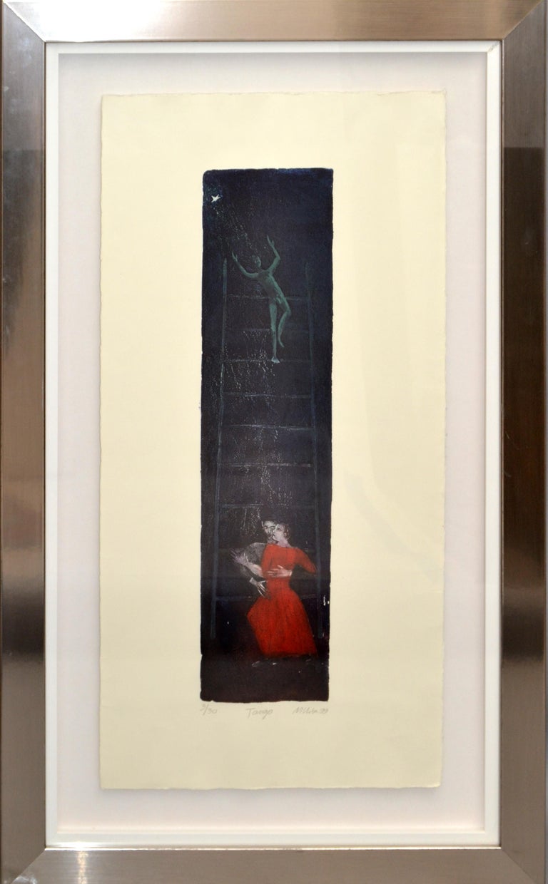 Signed Titled Tango Chrome Framed French Artist Signed Lithography ...