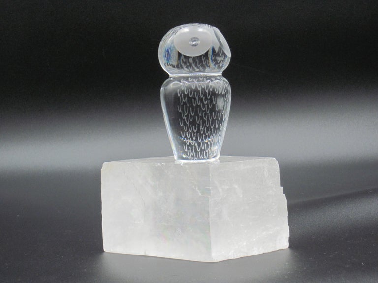 Signed Vicke Linstrand for Kosta Crystal Owl Paperweight For Sale at ...