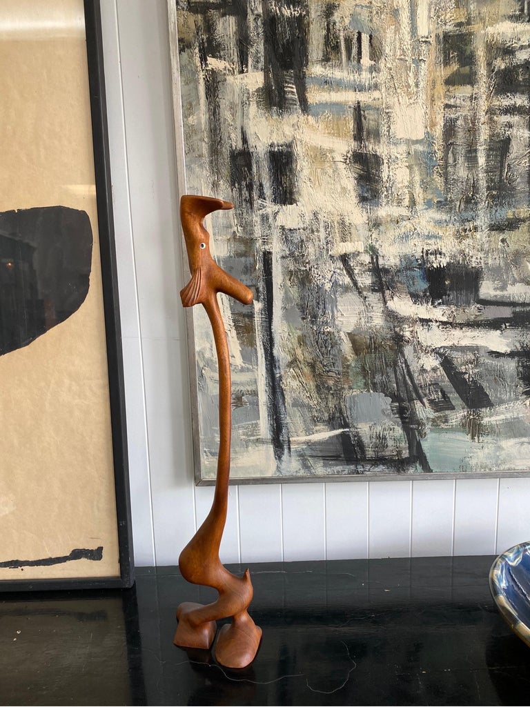 Signed Vintage Knud Albert Wood Animal Sculpture For Sale at 1stDibs