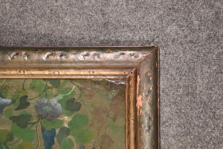 Signed Vladimir Pavlosky Oil on Canvas of Peackcock and Flowers Dated ...